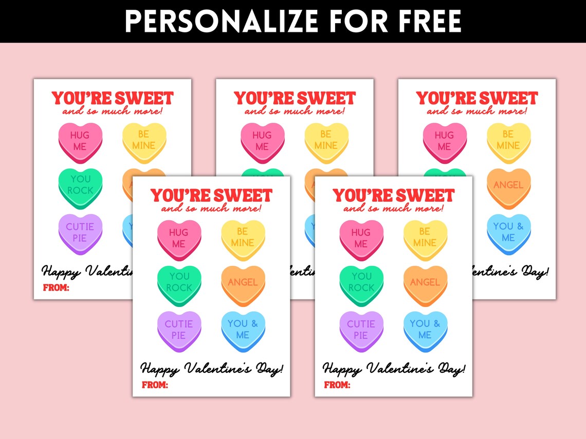 Valentine's Day Heart Printable Printable Valentine Candy - Etsy