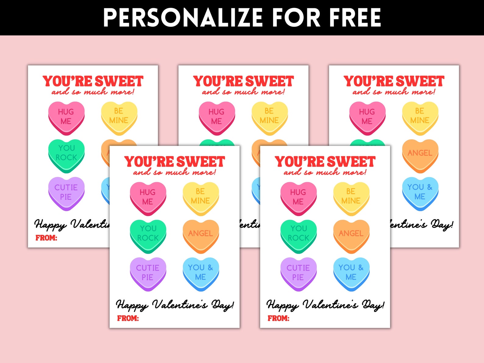 Valentine's Day Heart Printable Printable Valentine Candy - Etsy