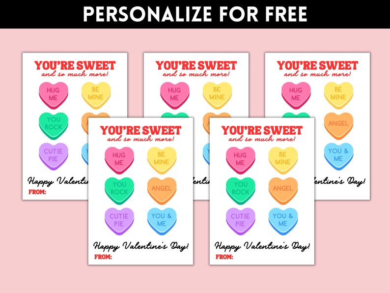 Valentine's Day Heart Printable Printable Valentine Candy - Etsy