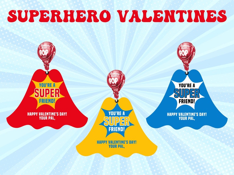Super Hero Lollipop Valentine You're A Super Friend - Etsy