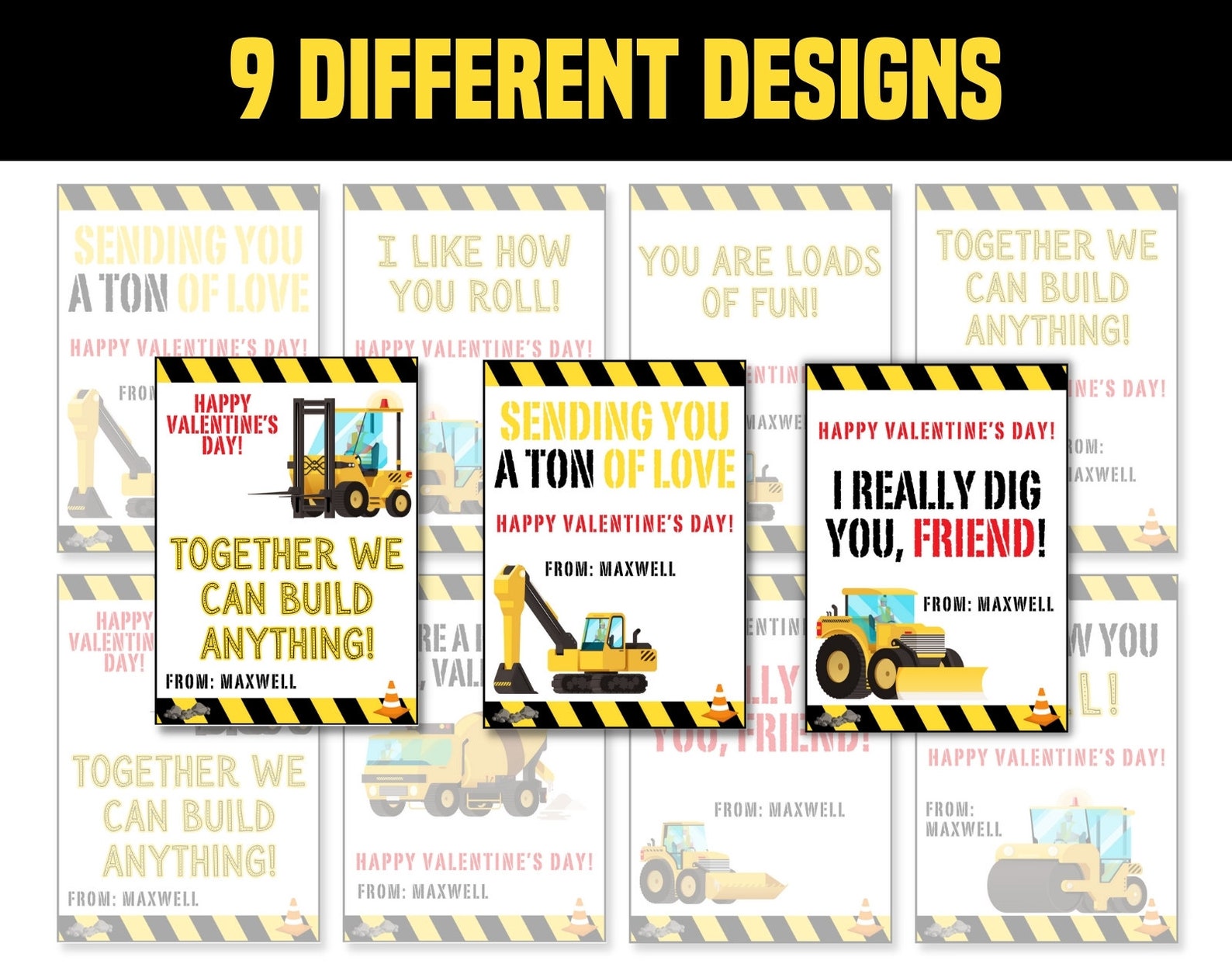 Construction Valentine's Day Cards, Classroom Valentine's Day Cards for ...