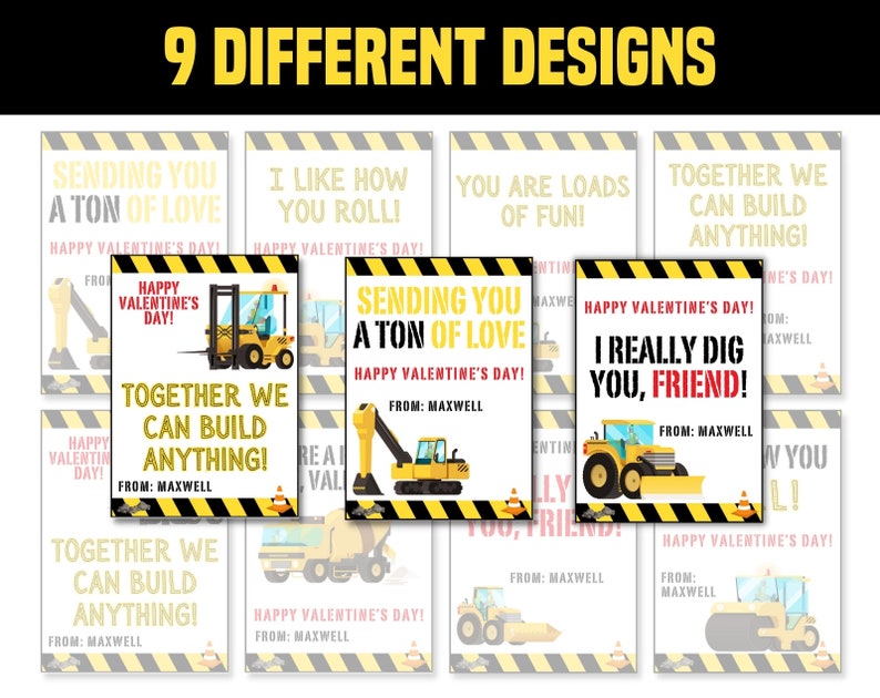 Construction Valentine's Day Cards, Classroom Valentine's Day Cards for ...