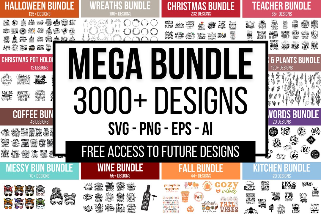Mega SVG Bundle Designs, T Shirt Designs SVG, Svg Files for Cricut ...