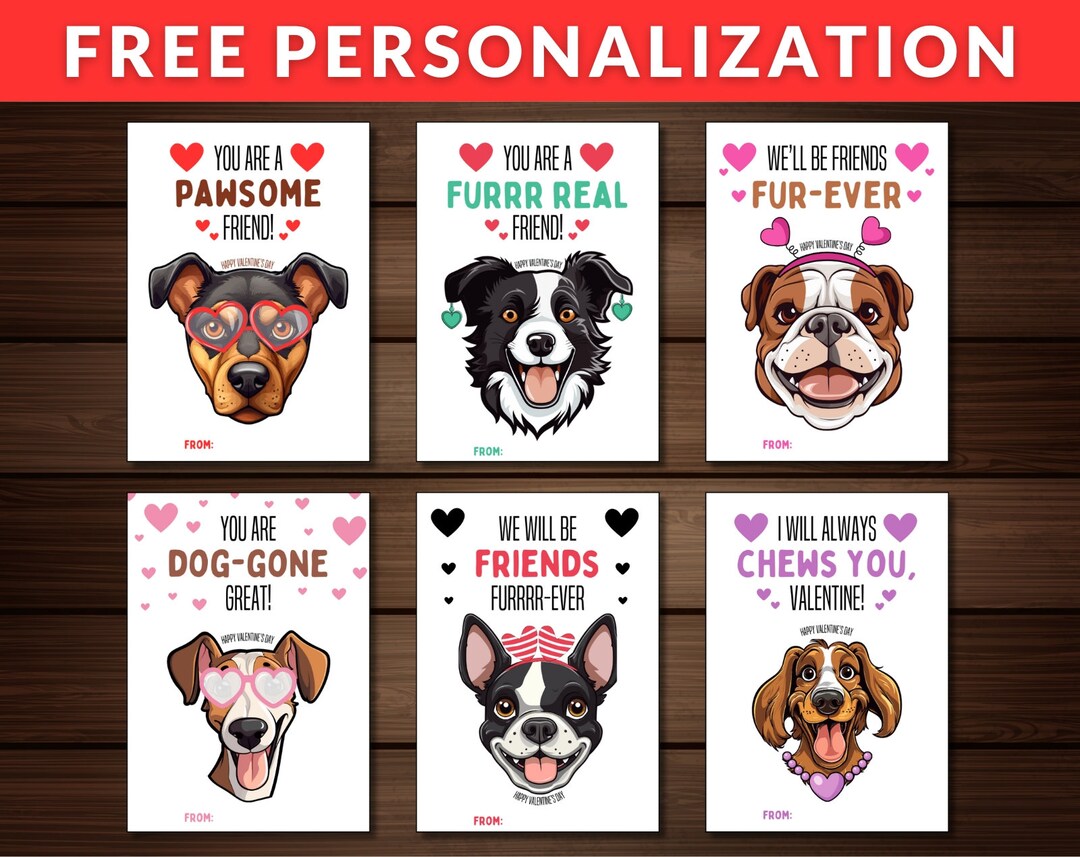 Instant Download Printable Puppy Valentine's Day Cards Kids School ...