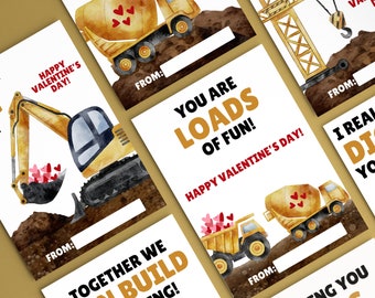 Construction Valentine's Day Cards, Classroom Valentine's Day Cards for ...