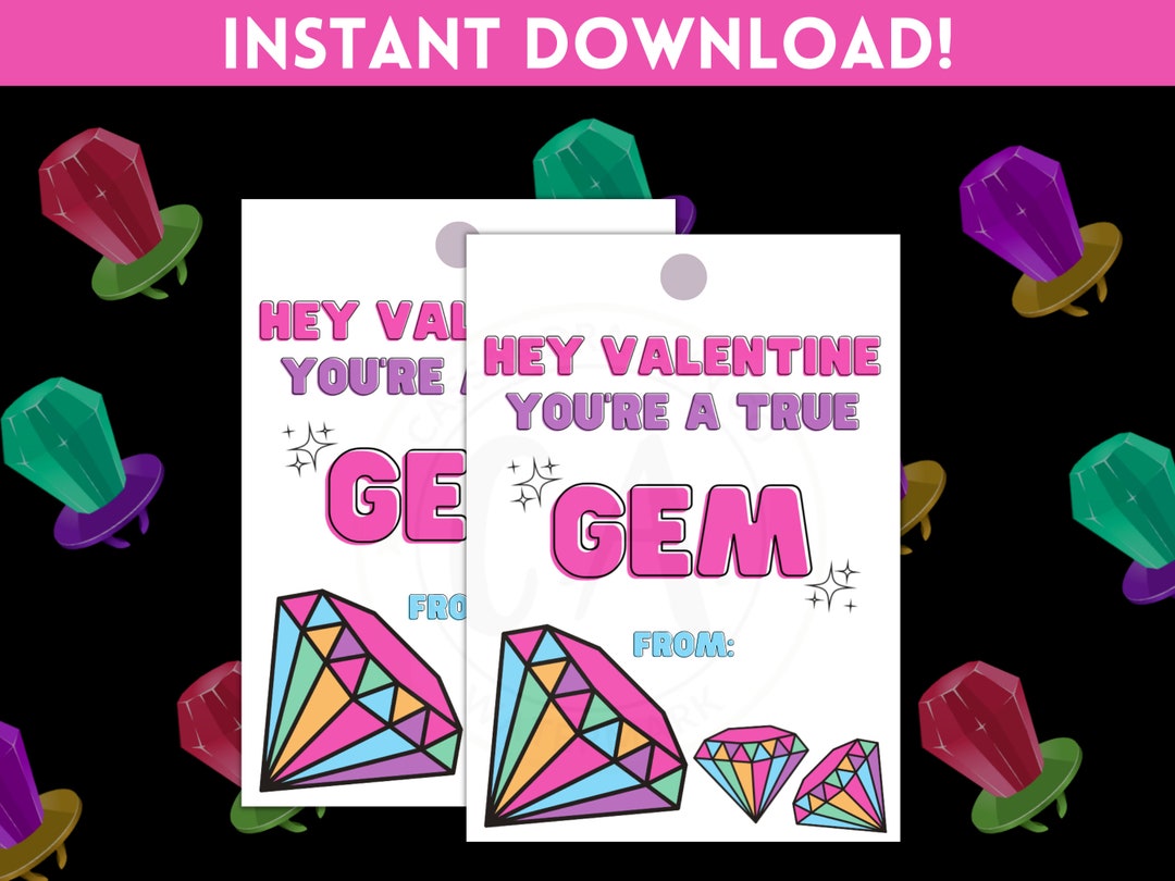 PRINTABLE Valentine Card, Ring Pop Valentine Card, Printable Classroom ...