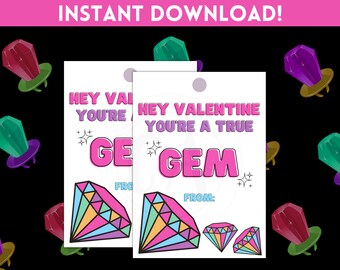 Printable Valentine Card, Ring Pop Valentine Card, Printable Classroom ...