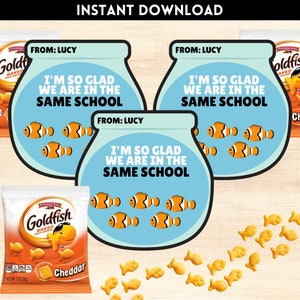 Same School Fish Valentine's Day Cards - Instant Download Goldfish ...