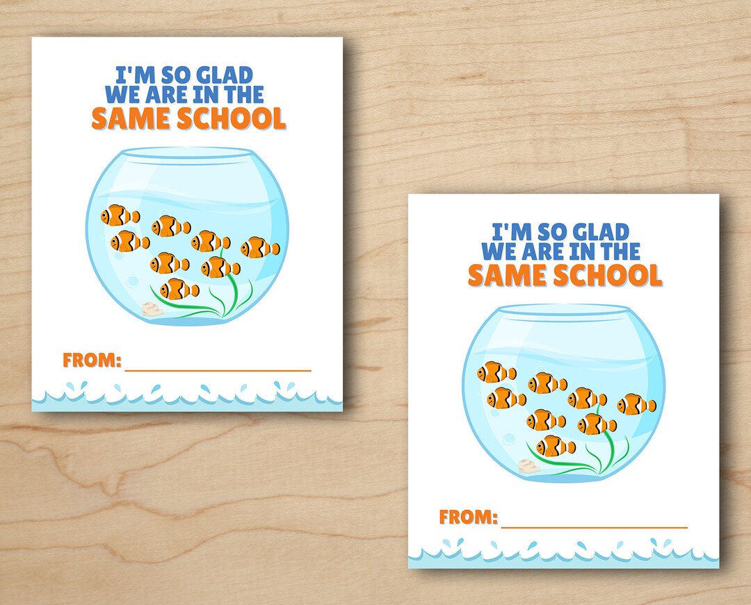 Same School Fish Valentine's Day Cards - Instant Digital Download ...