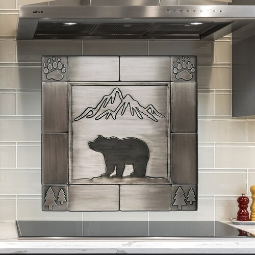 Large Bear and Mountains SET of 21 HANDMADE Tiles Copper - Etsy