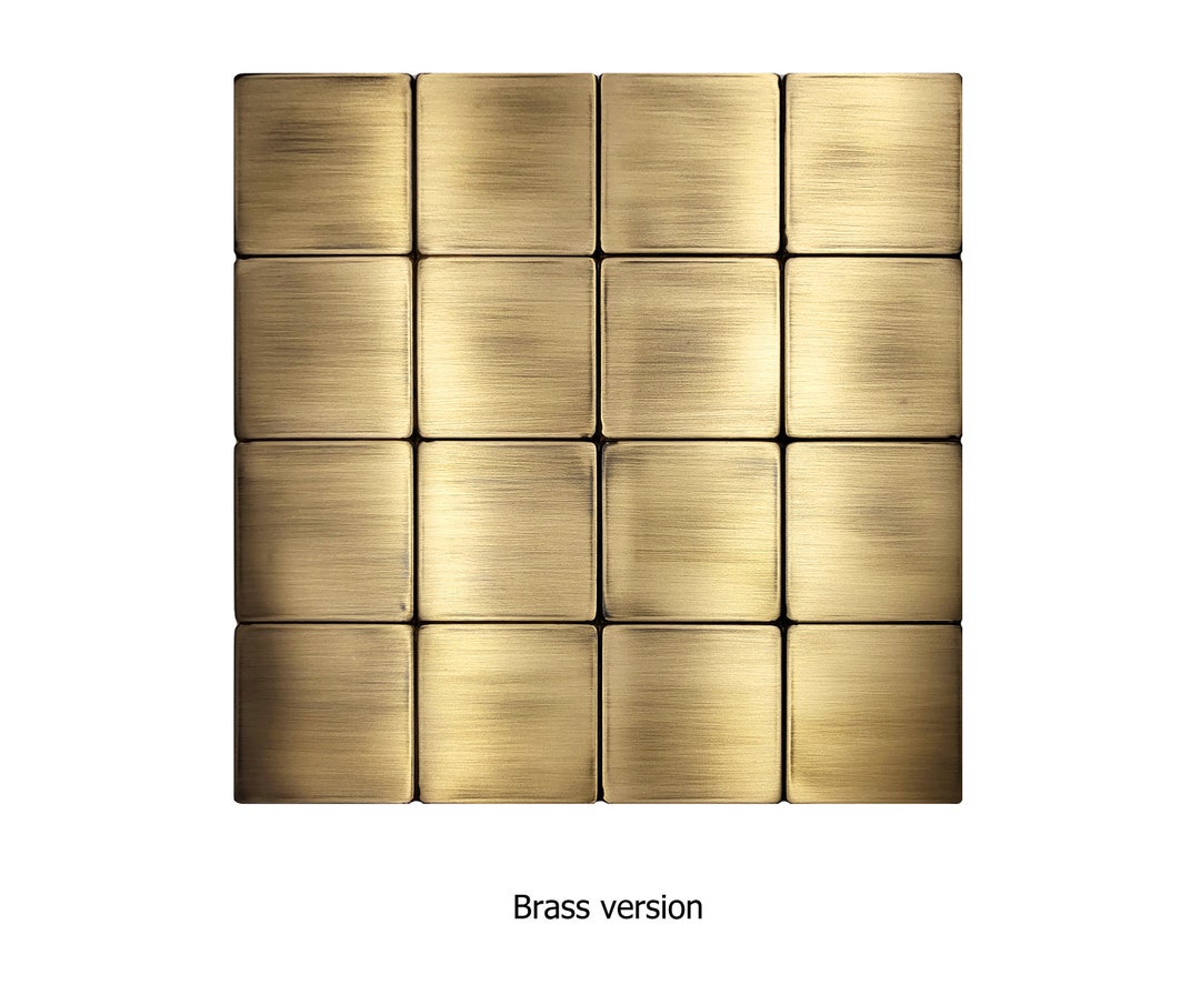 Real Metal Tile Set – 16 Handmade Tiles for Kitchen or Fireplace ...