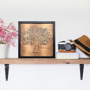 Tree of Life in a Beautiful Wooden Frame. Handmade, 100% Copper and ...