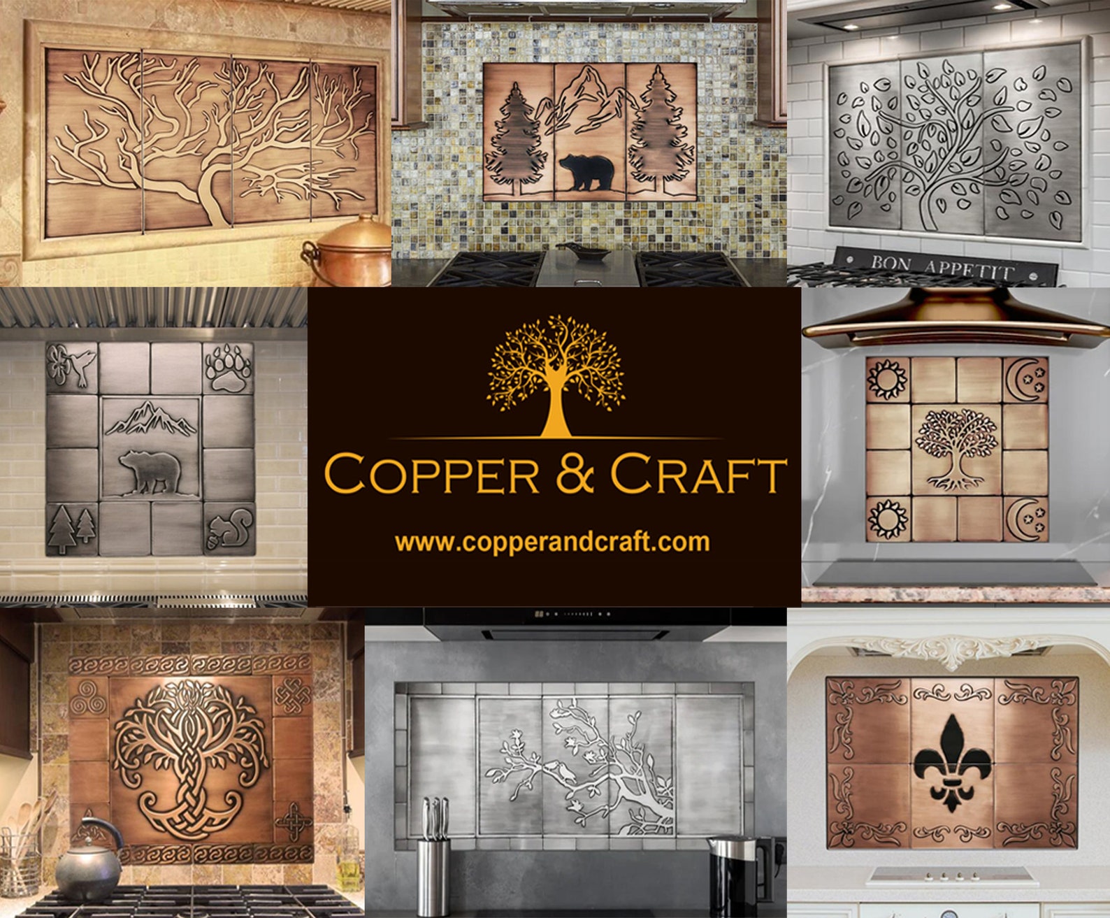 Set of Handmade Copper Celtic Tiles. Each Tile is 3.93" X 3.93" (10cm X ...