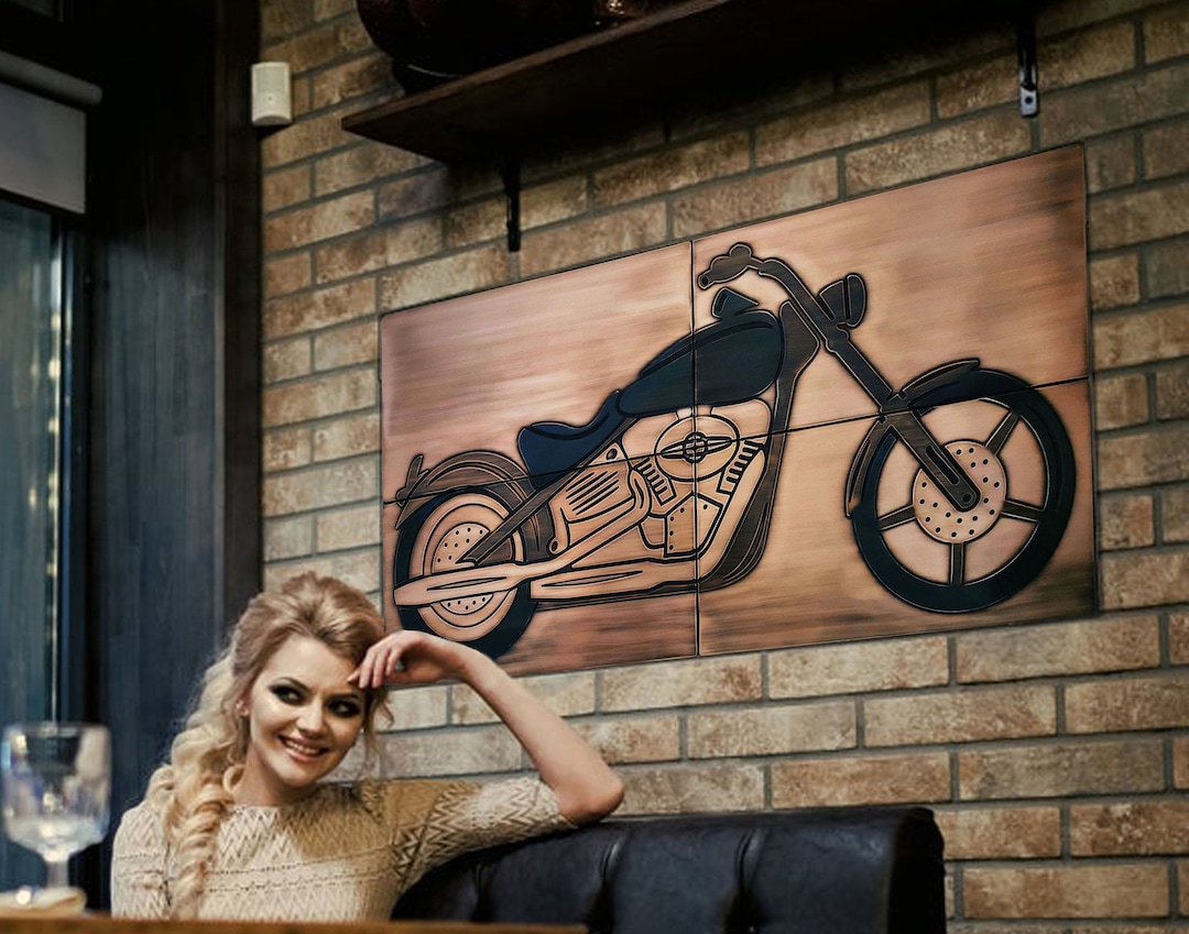 Classic, Beautiful Motorcycle - Set of 4 Handmade Tiles - 100% Brass ...