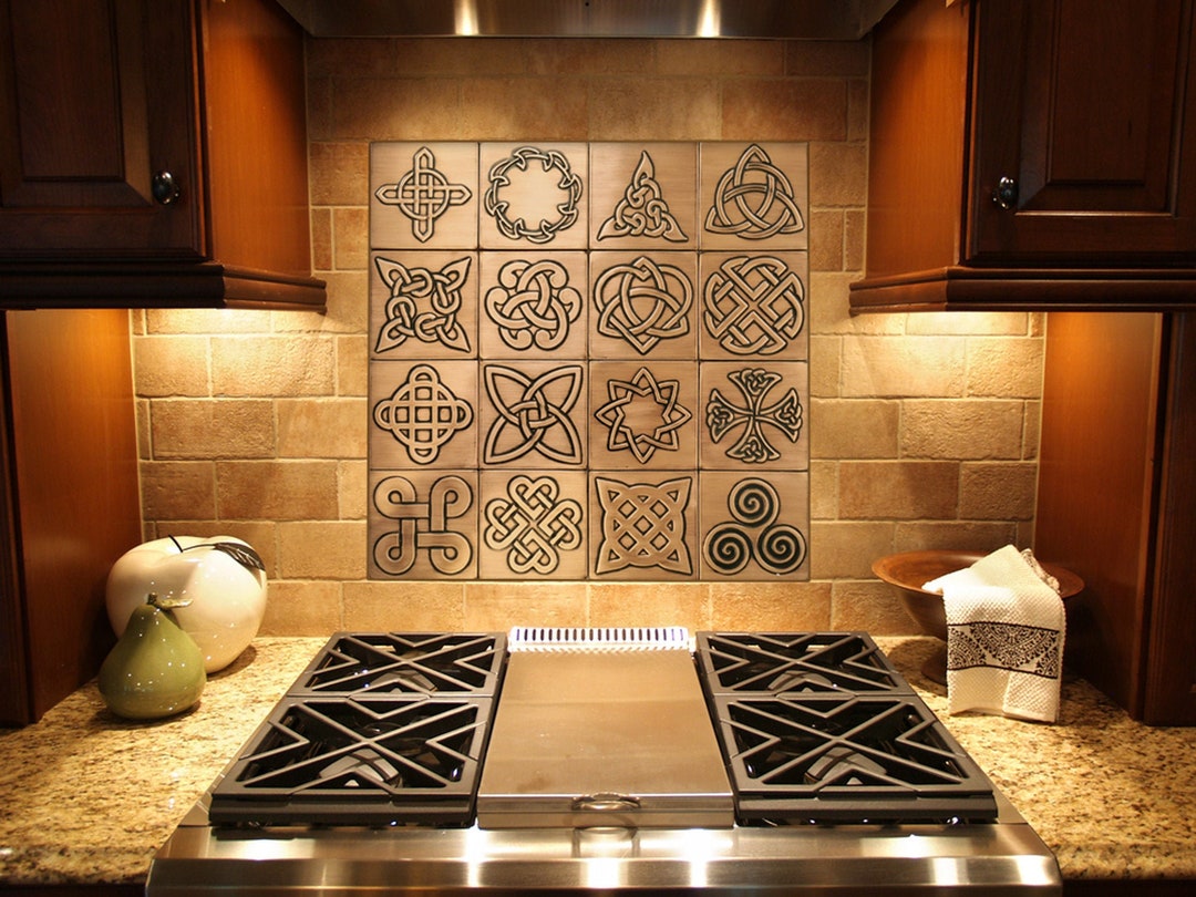 Beautiful Celtic Backsplash. 16 Unique Handmade Tiles - 100% Copper ...