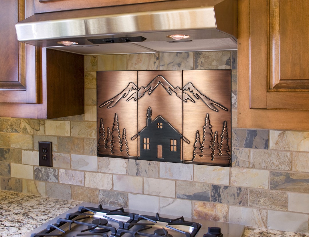 Cabin in the Mountains Beautiful Set of 3 Handmade Tiles - Etsy