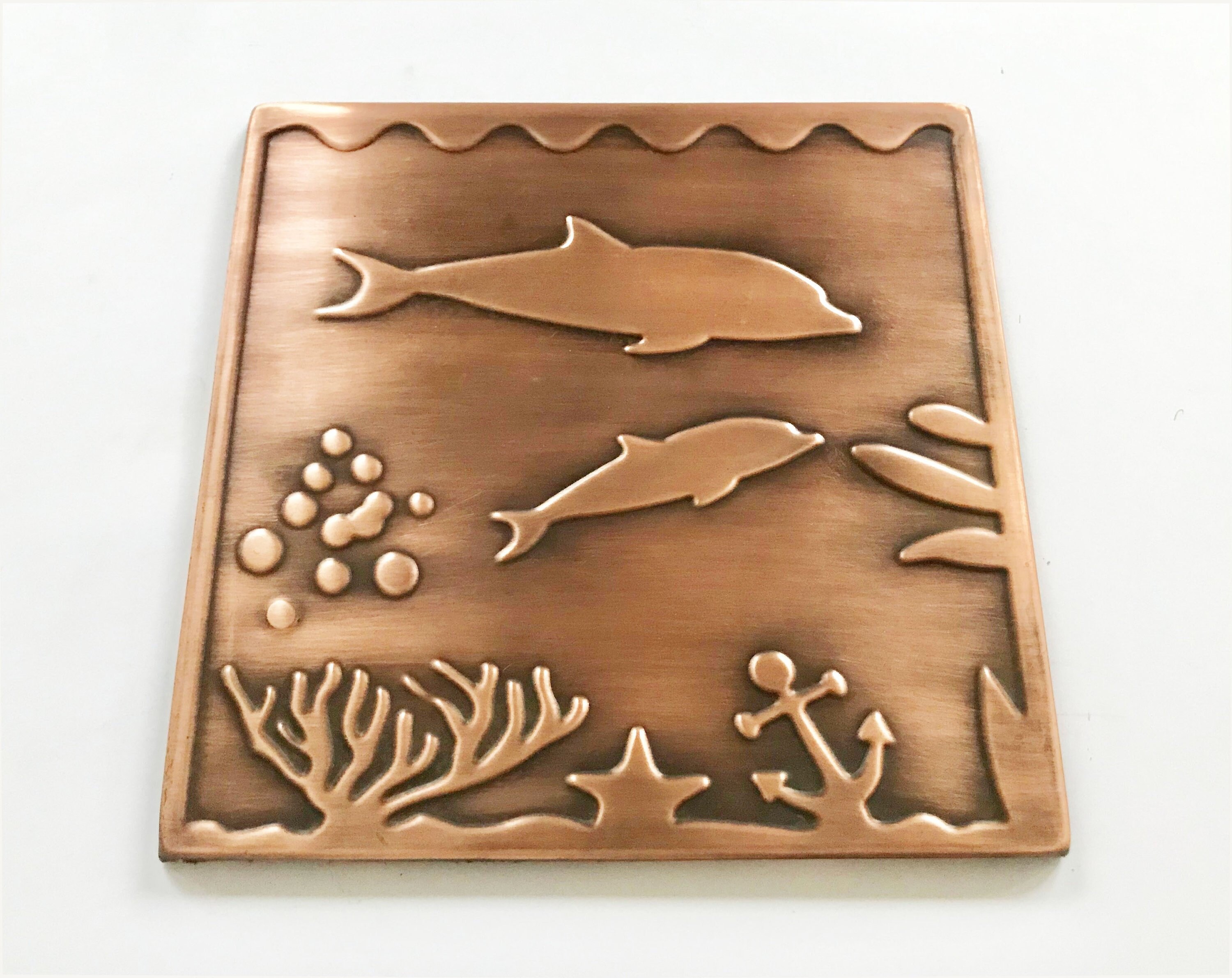 Dolphins Handmade Copper Tile. Material 100% Copper - Etsy