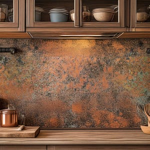 Copper Backsplash Panel – Handmade Metal Wall Art for Kitchen – Rustic ...