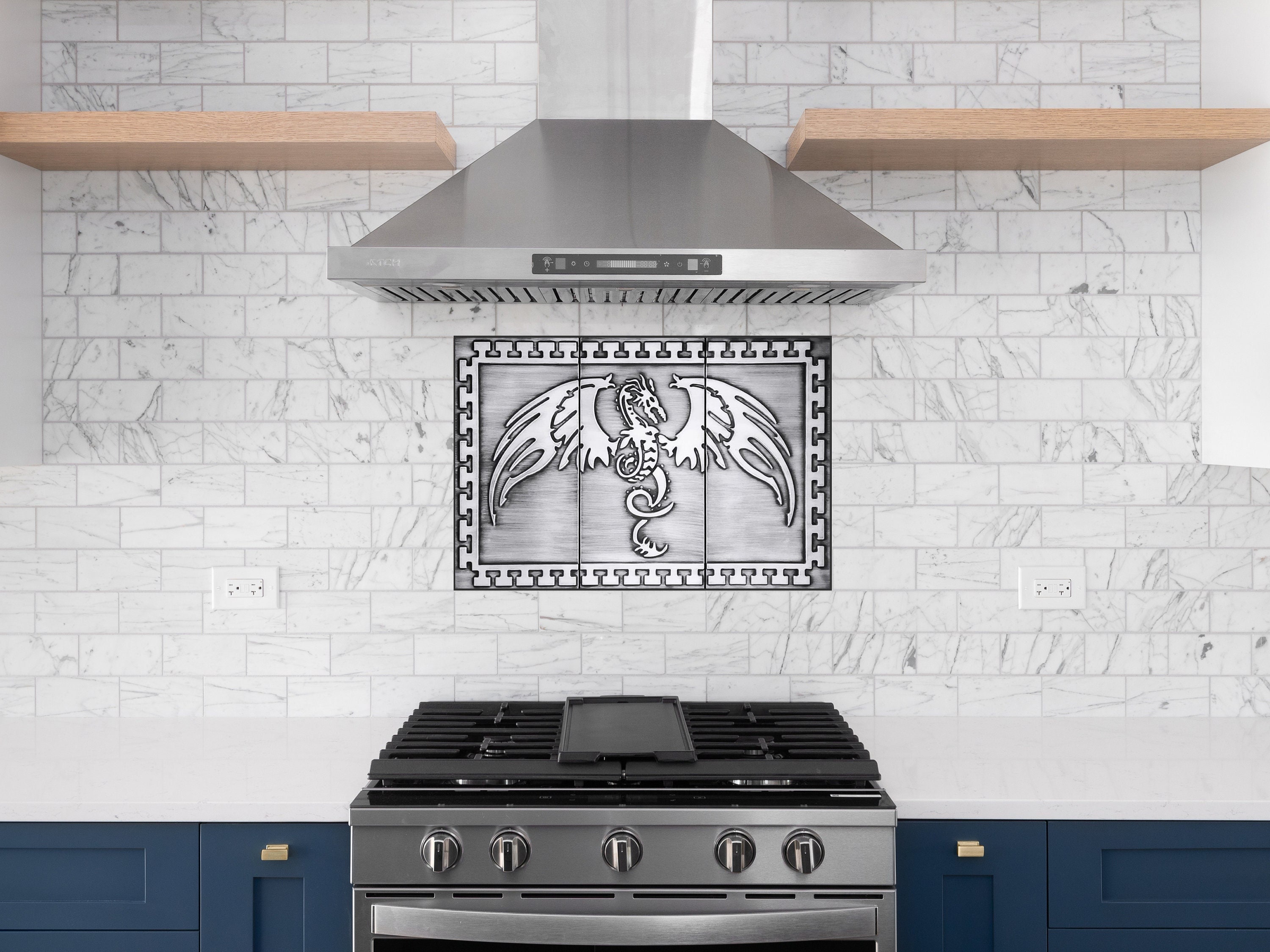 Majestic Powerful Dragon on 3 Tiles. Available in 3 Sizes. - Etsy