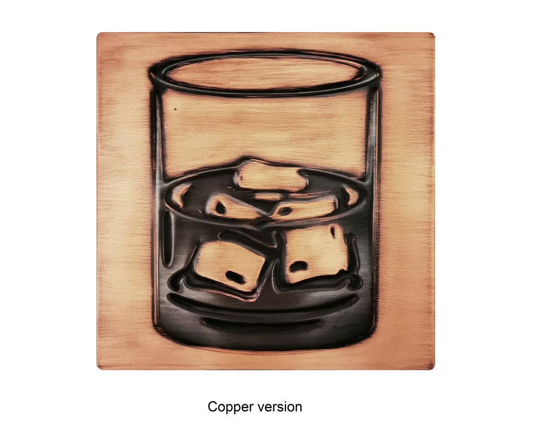 A Glass of Whiskey - Handmade Tile. 100% Copper, Stainless Steel or ...