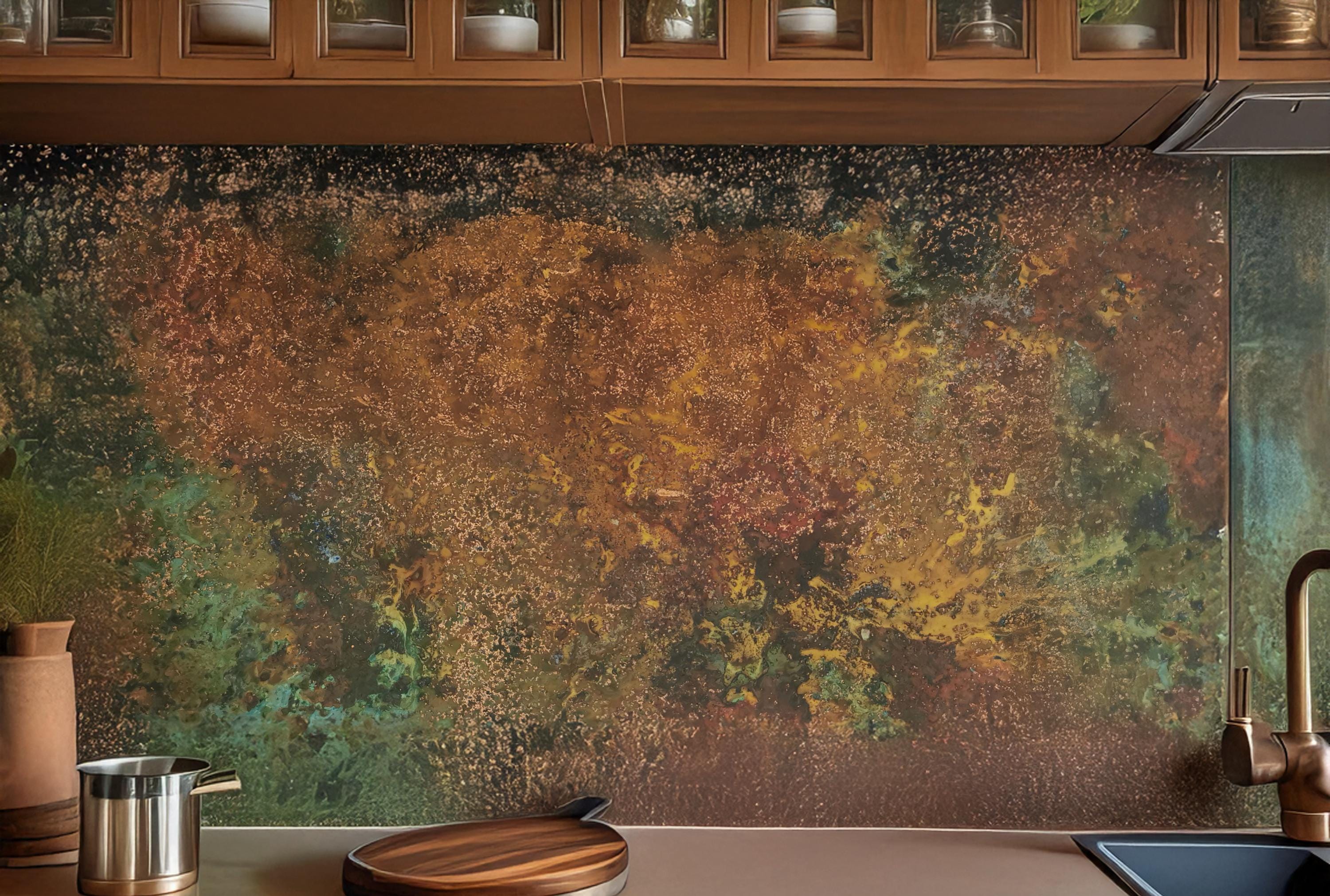 Copper Backsplash Panel – Handmade Metal Wall Art for Kitchen – Rustic ...