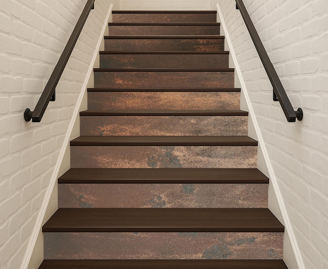 Handcrafted Metal Stair Risers – Solid Copper, Brass or Steel – Patina ...