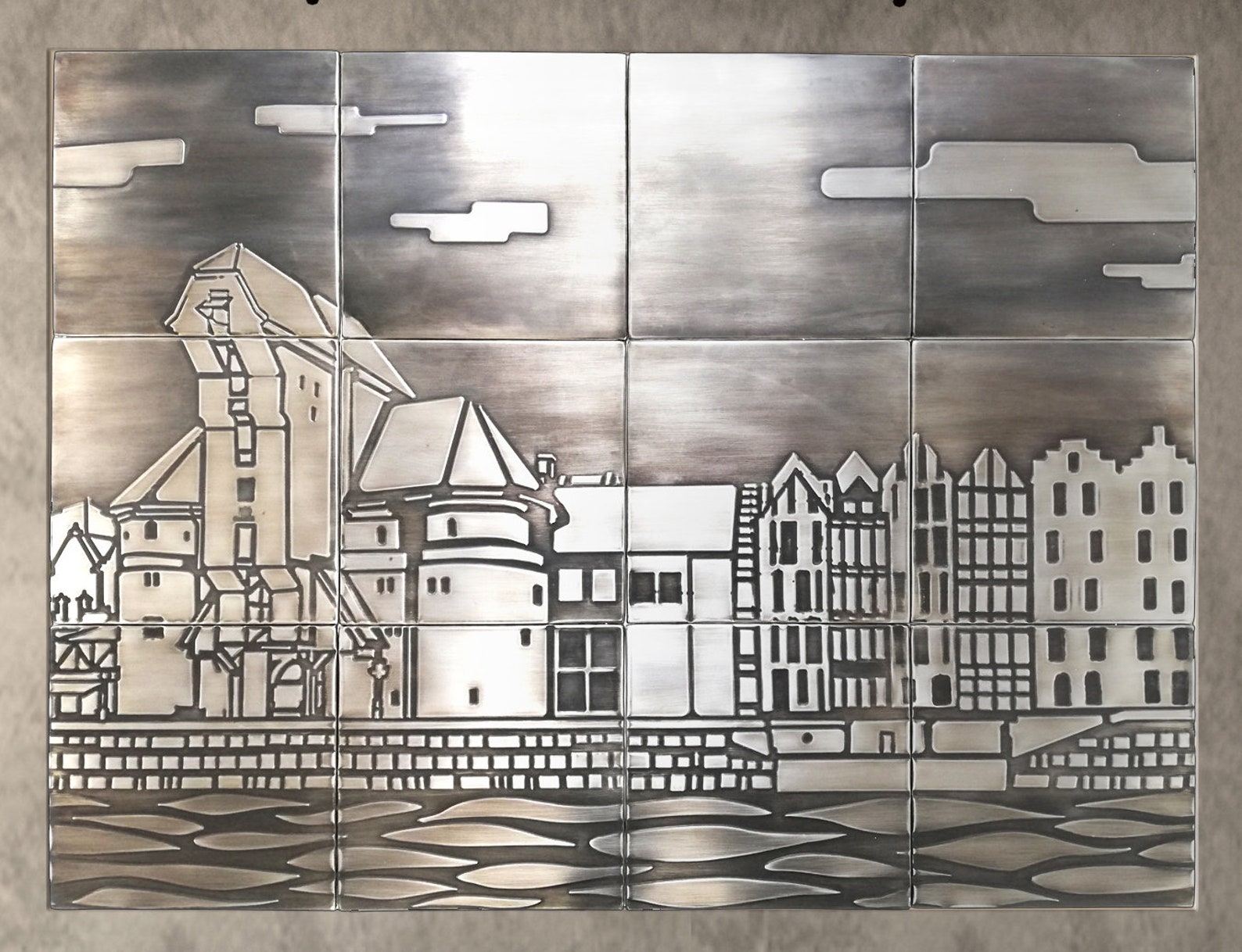 Beautiful City View SET 12 HANDMADE Tiles 100% Stainless | Etsy