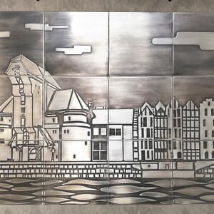 Beautiful City View - SET 12 HANDMADE Tiles - 100% Stainless Steel ...