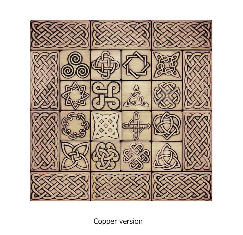 Beautiful Celtic Backsplash. 26 Unique Handmade Tiles - 100% Copper ...