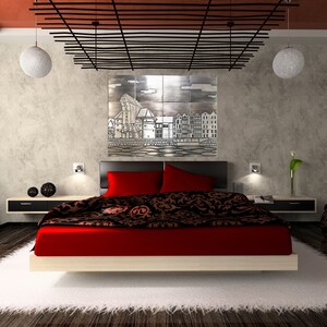 Beautiful City View - SET 12 HANDMADE Tiles - 100% Stainless Steel ...