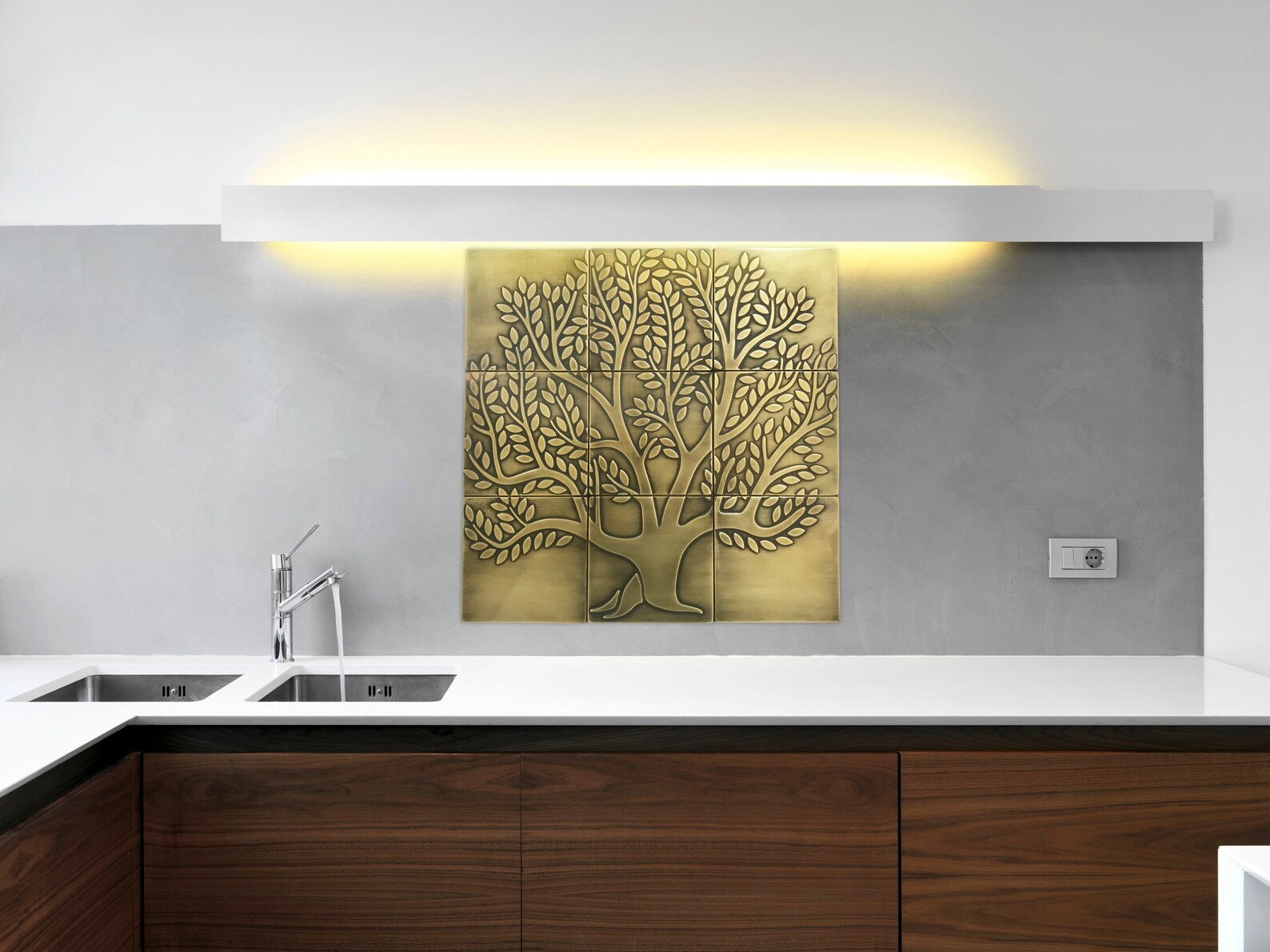 Tree of Life - 9 Handmade Brass Tiles. Material - 100% Brass, Covered ...