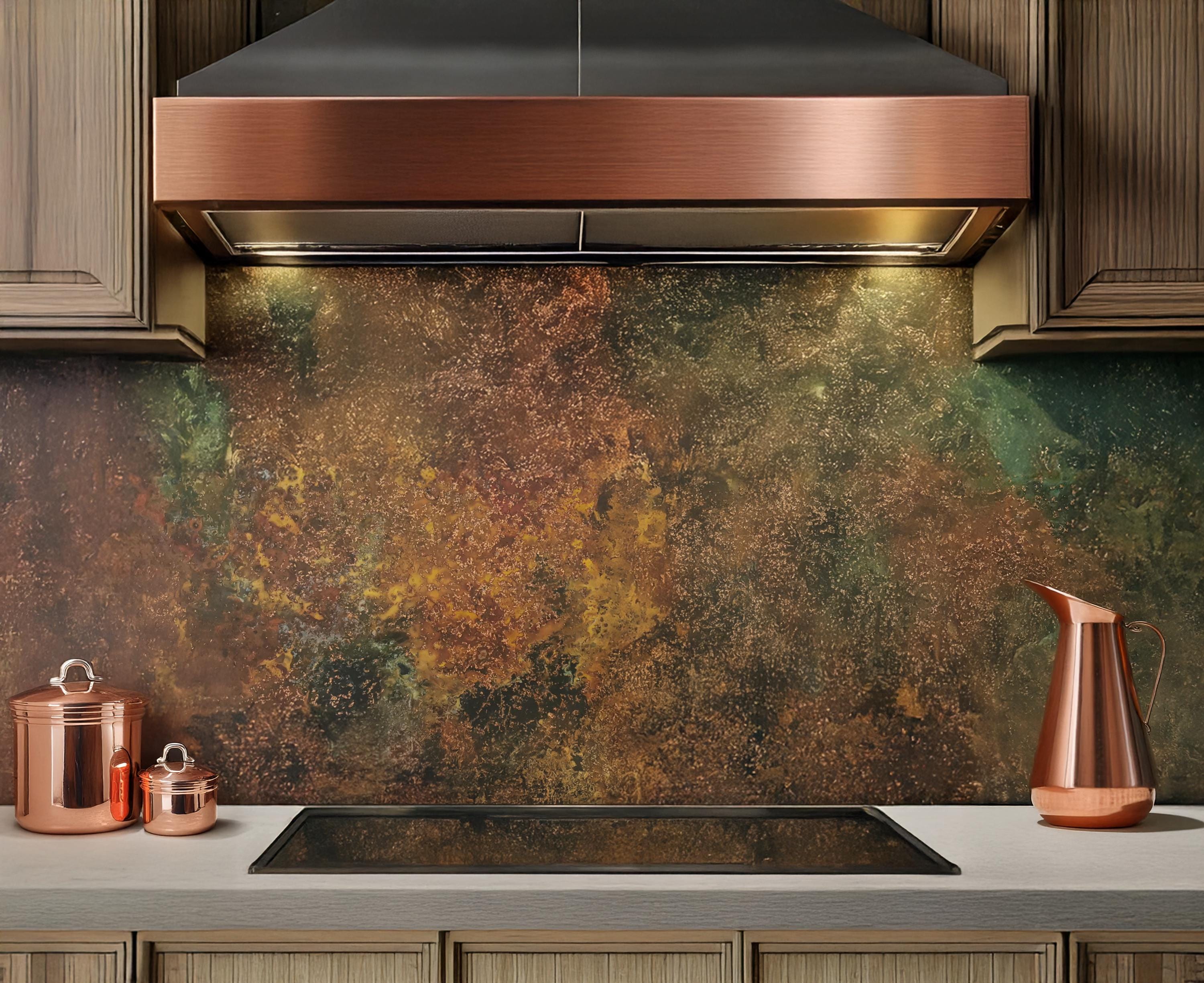 Copper Backsplash Panel – Handmade Metal Wall Art for Kitchen – Rustic ...
