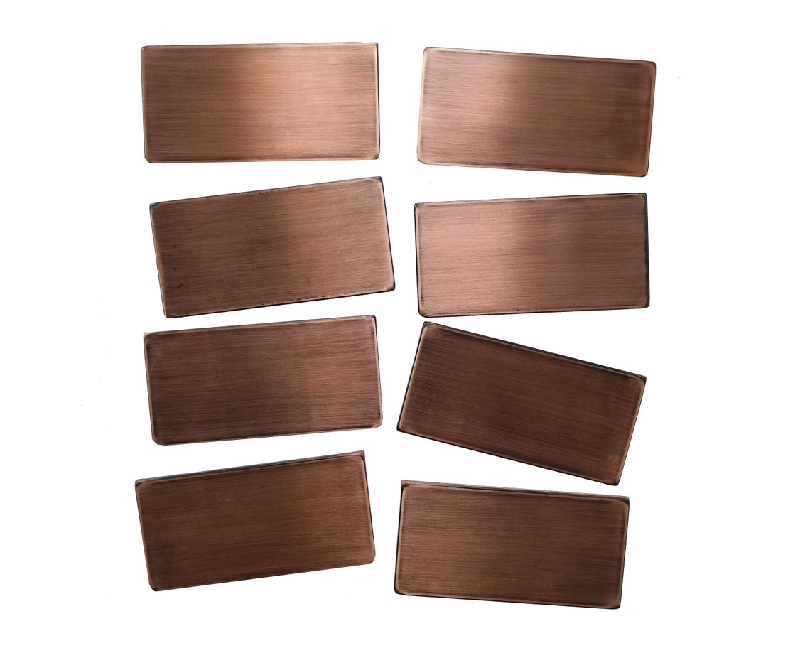 Set of 8 Handmade Subway Tiles - 100% Copper, Stainless Steel or Brass ...