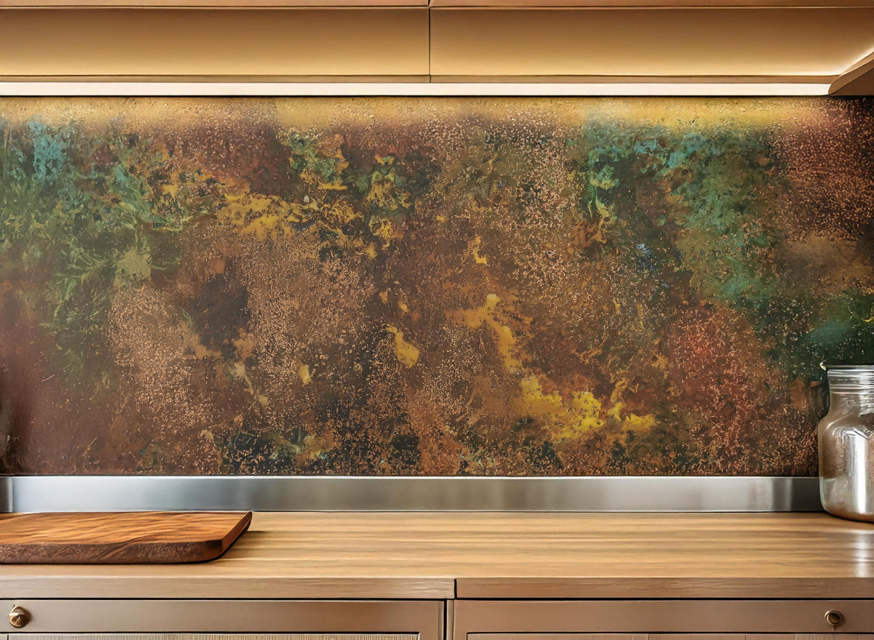 Copper Backsplash Panel – Handmade Metal Wall Art for Kitchen – Rustic ...