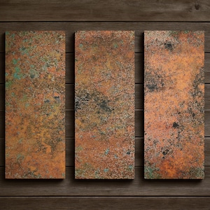 Real Copper Wall Art – 3 Panel Decorative Metal Artwork – Abstract ...