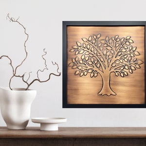 Tree of Life in a Beautiful Wooden Frame. Handmade, 100% Copper and ...