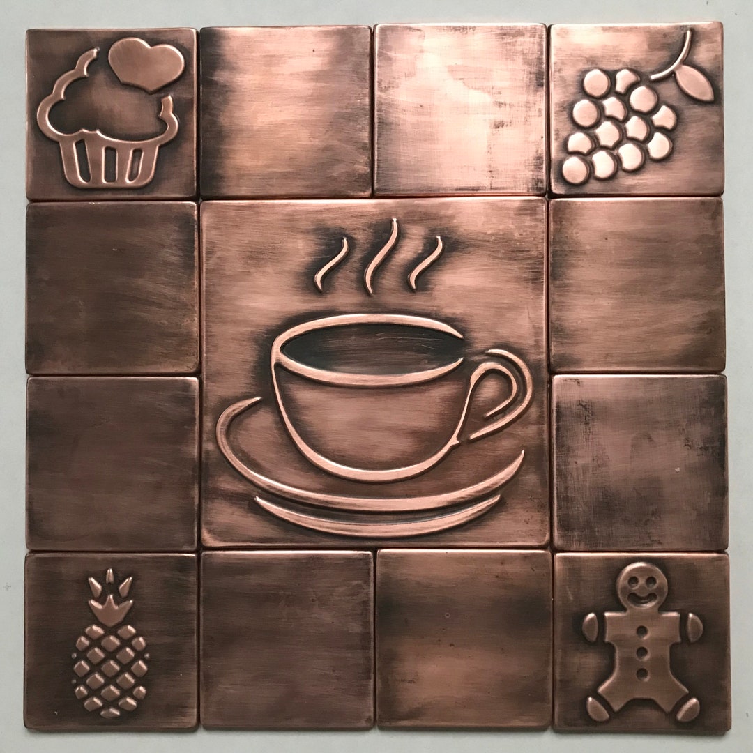 Kitchen Decor, SET of 13 Handmade Copper Tiles, Wall Tiles, Art Till ...