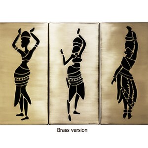 Three African Woman Tribal - Set of 3 Handmade Tiles - 100% Copper ...
