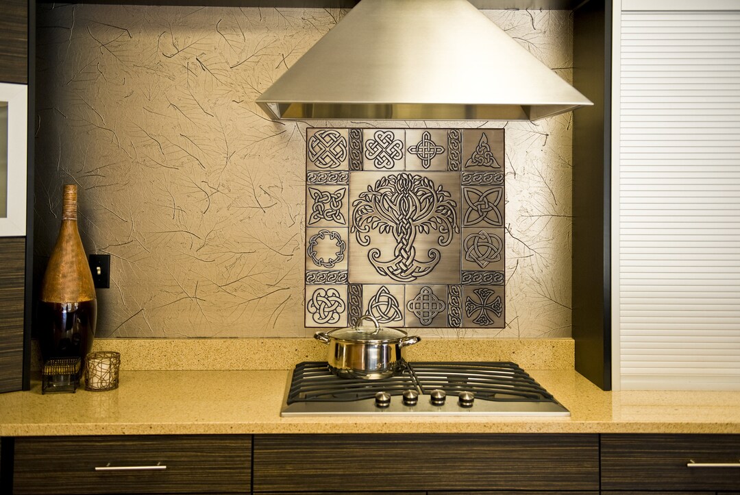 Beautiful, Unique Celtic Backsplash, Set of 21 Handmade Tiles - Brass ...