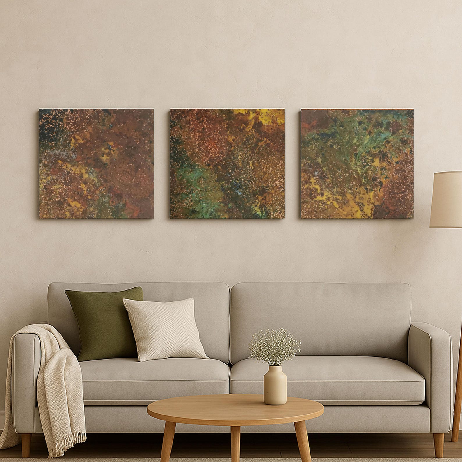Real Copper Wall Art – 3 Panel Patina Metal Artwork – Savage Copper ...