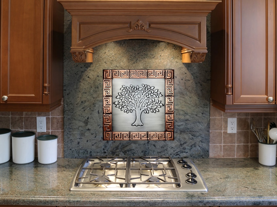 Stainless Steel Tree of Life With Copper Frame - Handcrafted Metal Tile ...