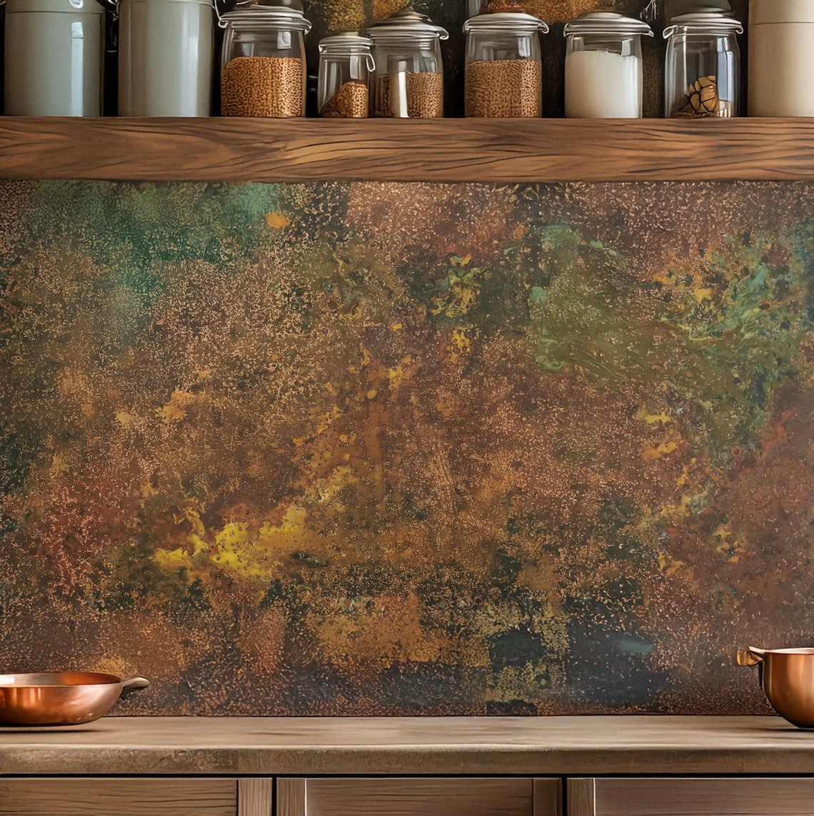 Copper Backsplash Panel – Handmade Metal Wall Art for Kitchen – Rustic ...