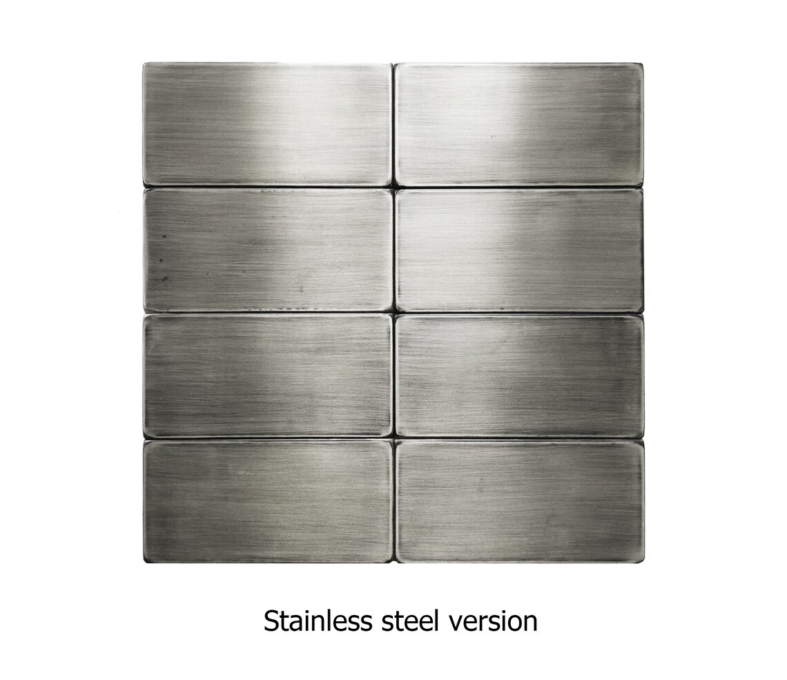 Set of 8 Handmade Subway Tiles - 100% Copper, Stainless Steel or Brass ...