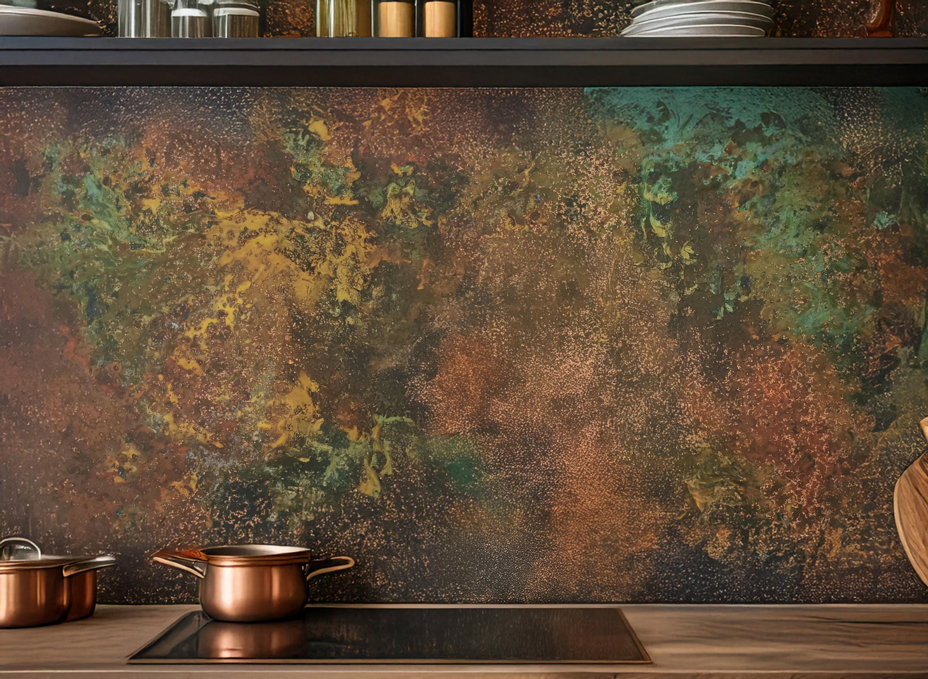 Copper Backsplash Panel – Handmade Metal Wall Art for Kitchen – Rustic ...
