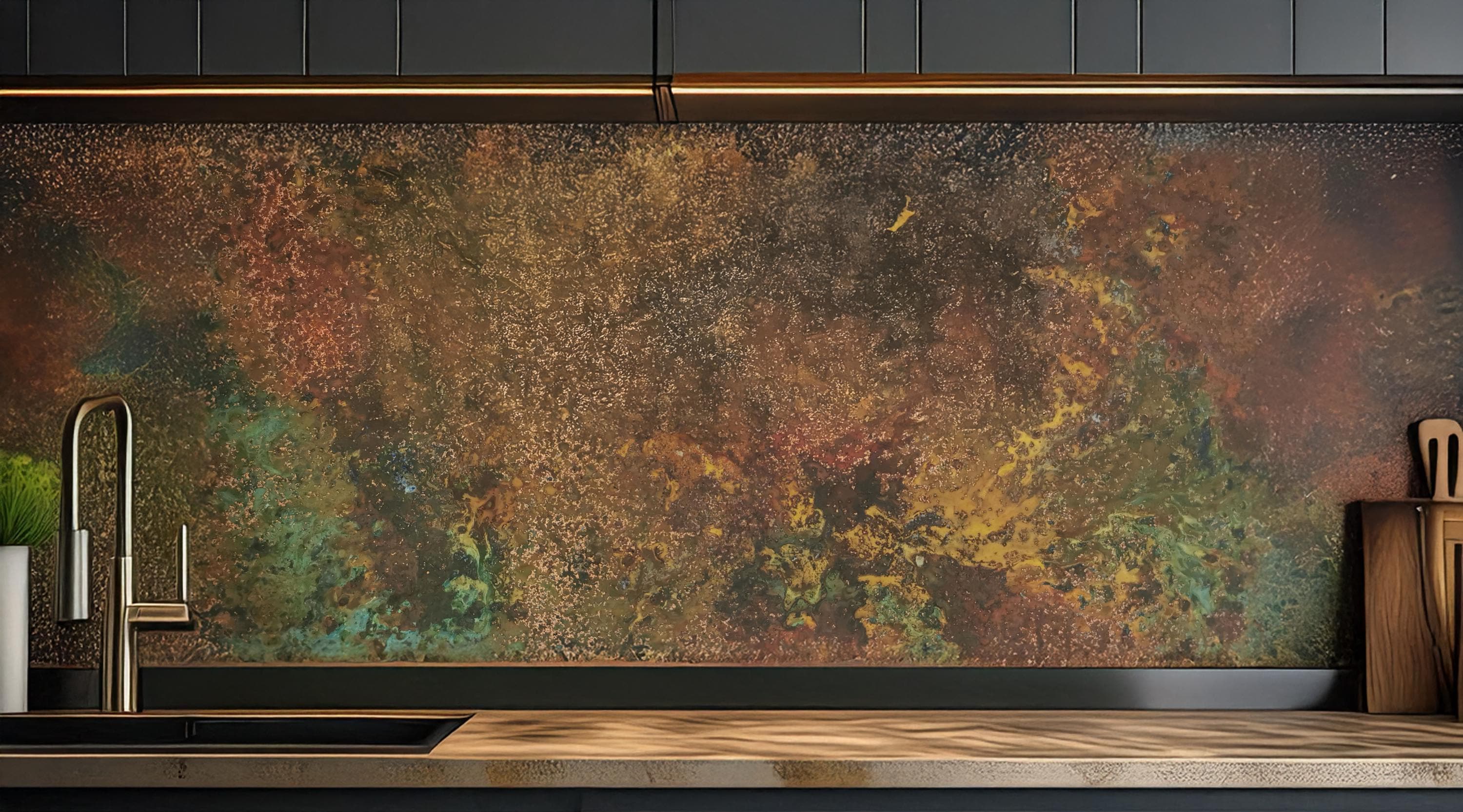 Copper Backsplash Panel – Handmade Metal Wall Art for Kitchen – Rustic ...