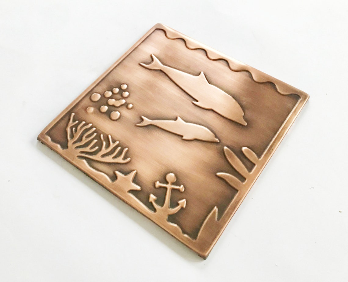 Dolphins Handmade Copper Tile. Material 100% Copper - Etsy