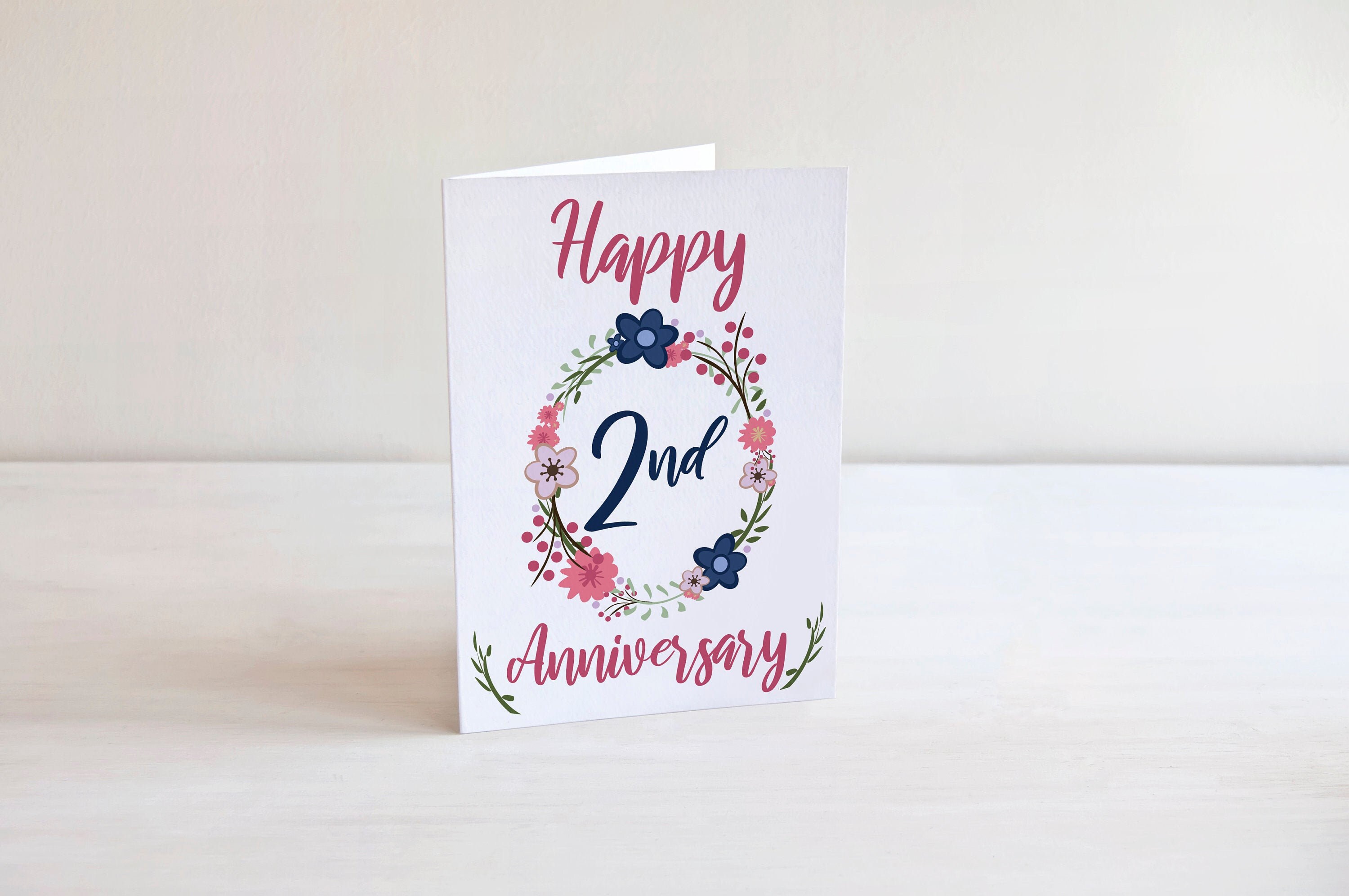Happy 2nd Anniversary Printable Card 5x7 Happy Anniversary | Etsy