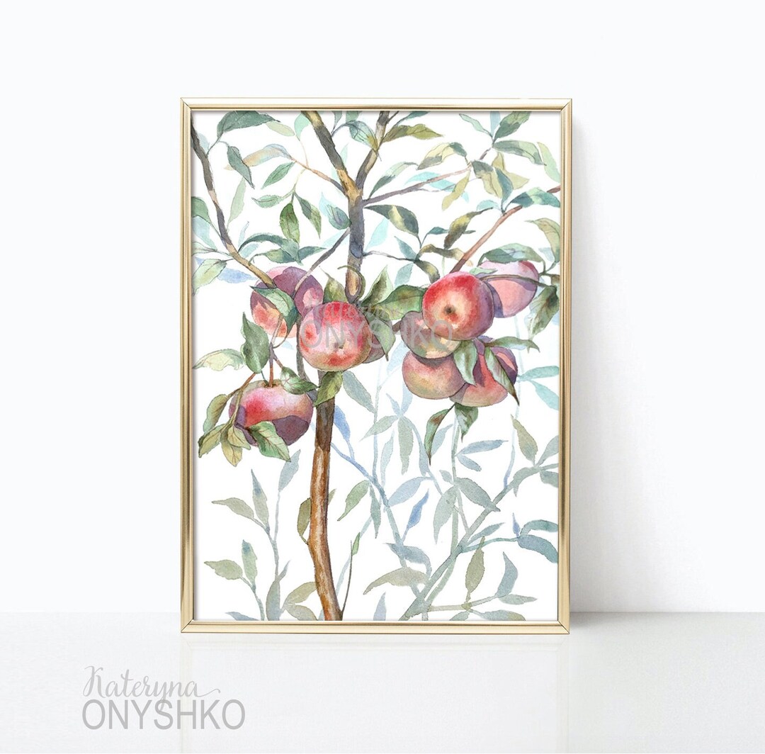 Apple Tree Print, Apples Printable Art, Downloadable Apples Wall Decor ...
