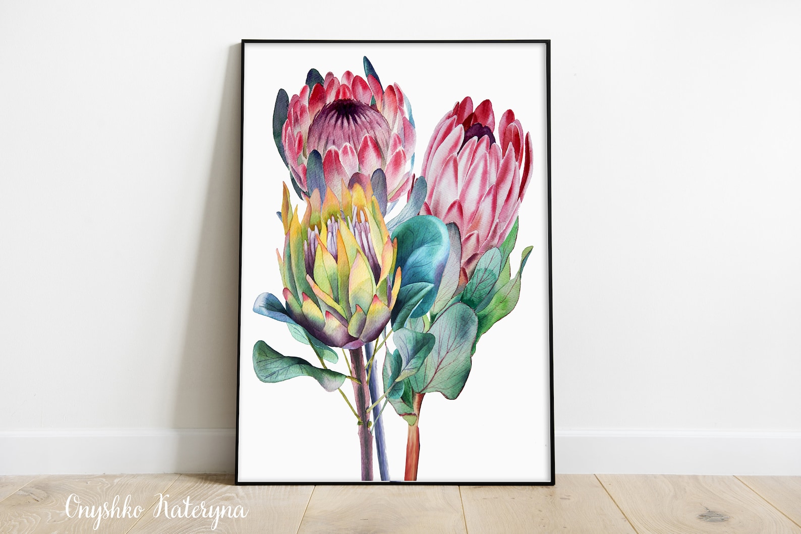 Digital Protea Buqet Print 3 Proteas Together Hand Painted - Etsy
