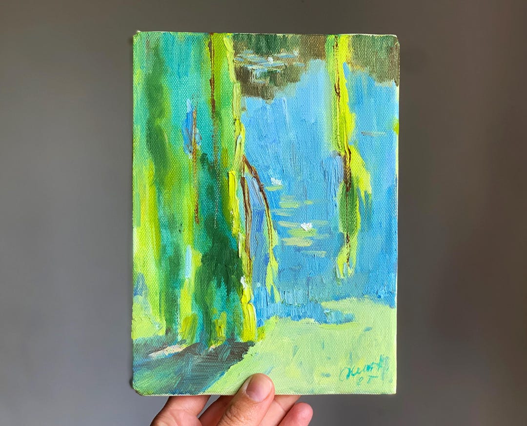Original Lake Painting, Oil Painting Swamp, Water Oil Painting, Village ...